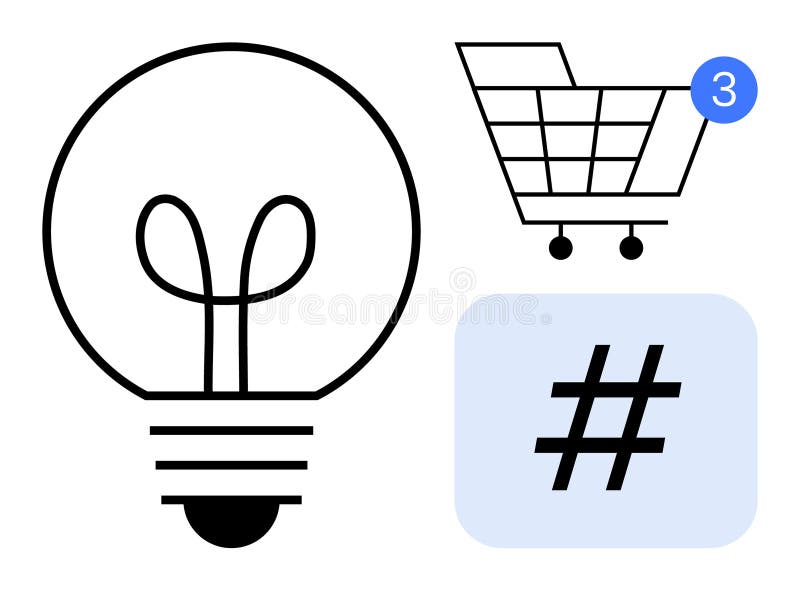 Light Bulb and Metadata Tag with Shopping Cart and Notification on ...