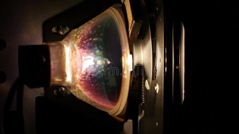 Bulb of 8mm Film Projector. Strobe Flashing Light Goes on and Off with ...