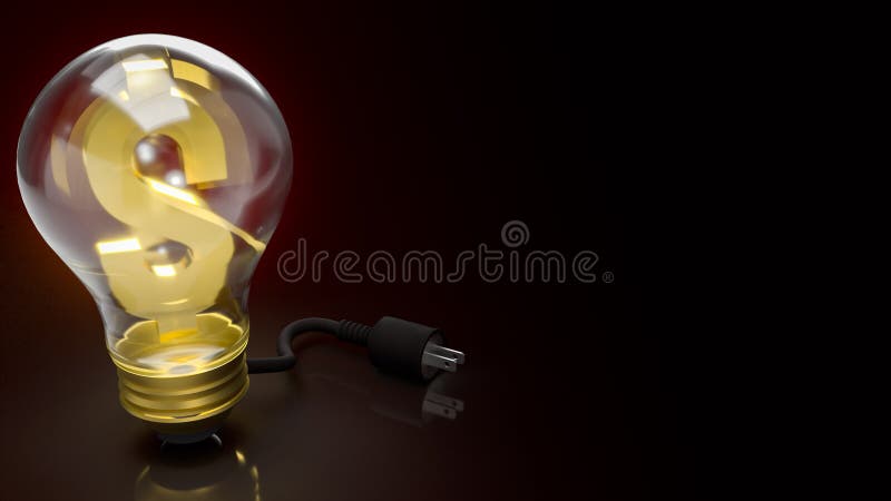 The Light Bulb and Money Symbol and Electric Plug for Electronic Money ...