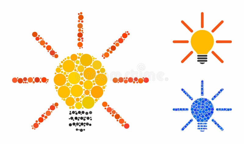 Light Bulb Mosaic Icon of Round Dots Stock Vector - Illustration of ...