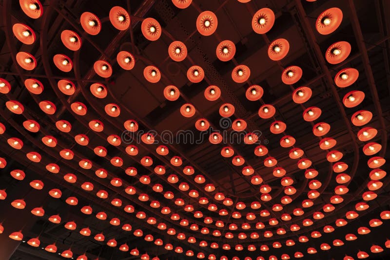 Light Bulb Mounted on Industrial Style Ceiling. Modern Building ...