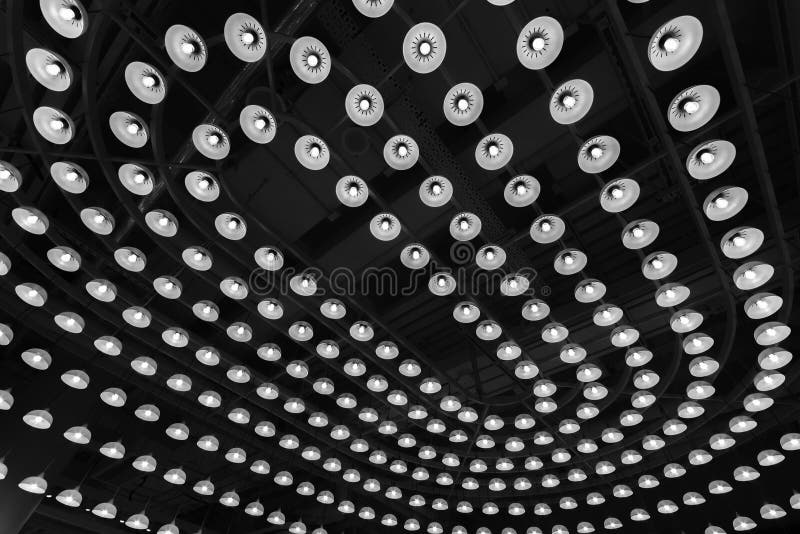 Light Bulb Mounted on Industrial Style Ceiling. Modern Building ...