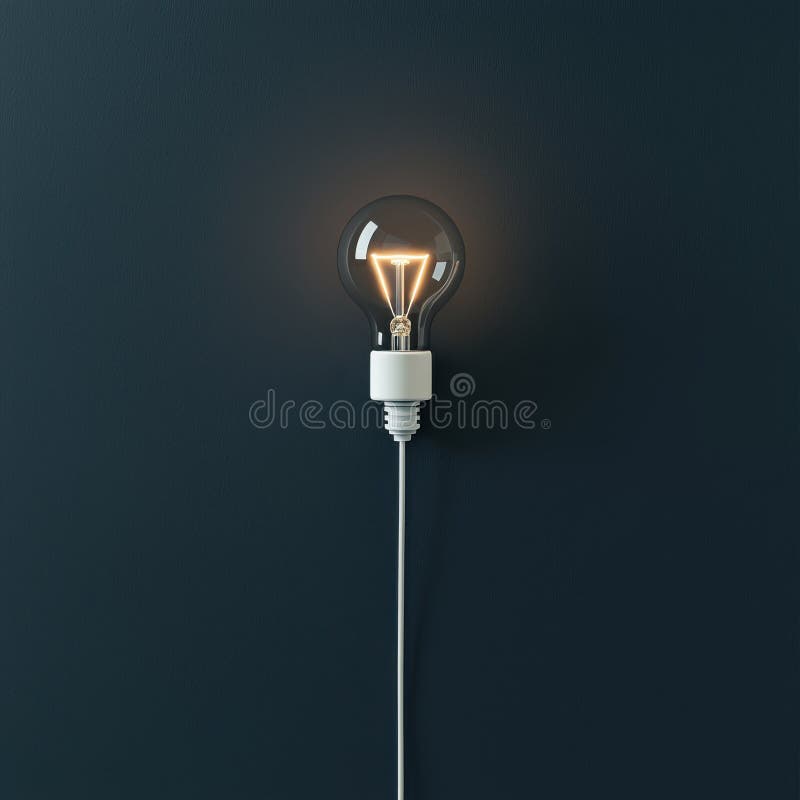 Light Bulb Mounted on a Wall with a Black Background Creating a Modern ...