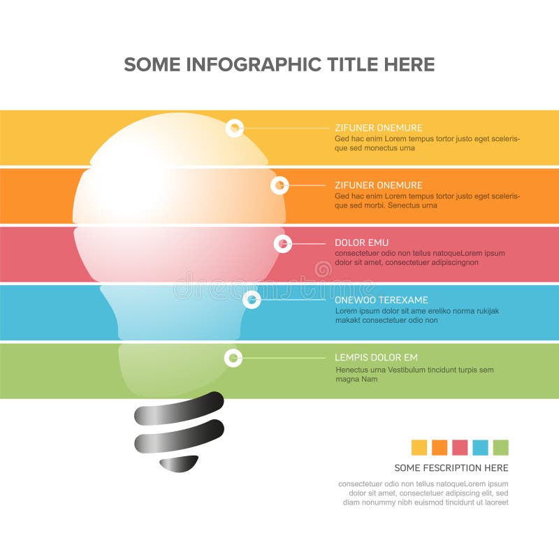 Light Bulb Multipurpose Infographic Template Made from Color Stripes ...