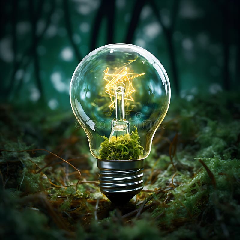 A Light Bulb in Nature Generated by Artificial Intelligence Stock ...