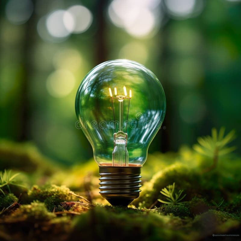 A Light Bulb in Nature Generated by Artificial Intelligence Stock ...