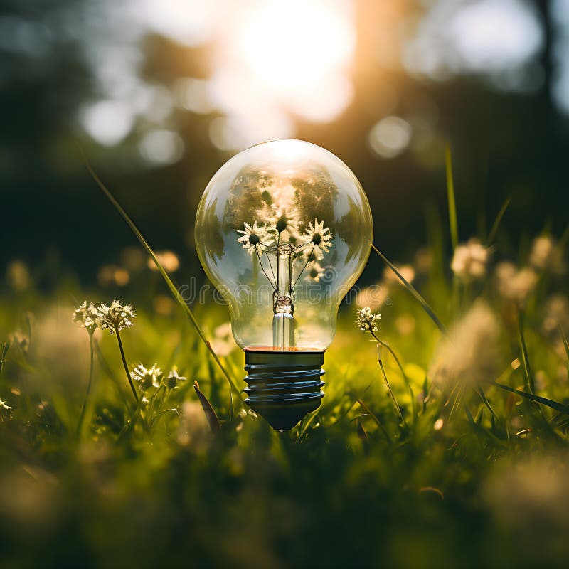 A Light Bulb in Nature Generated by Artificial Intelligence Stock ...