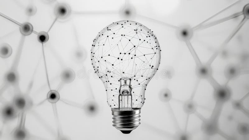 Light Bulb with Network Connections on Abstract Background, Innovation ...