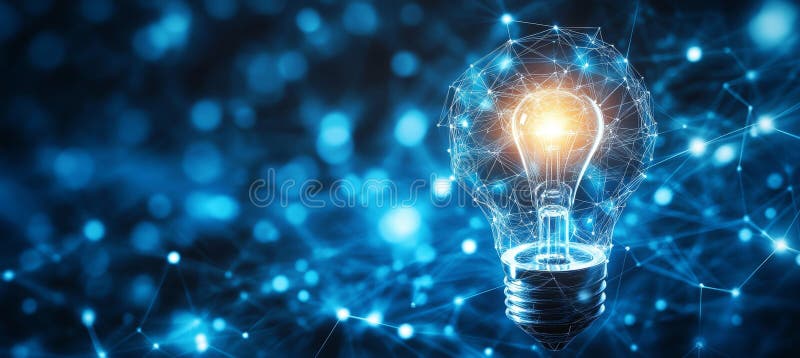 Light Bulb and Network, Representing Global Innovative Solutions for ...