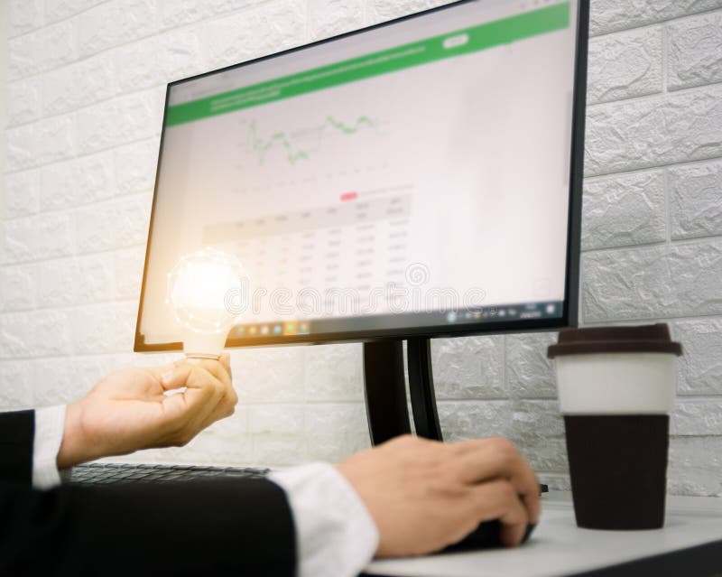 Light Bulb New Ideas with Innovative Technology Solution Concepts Hands ...