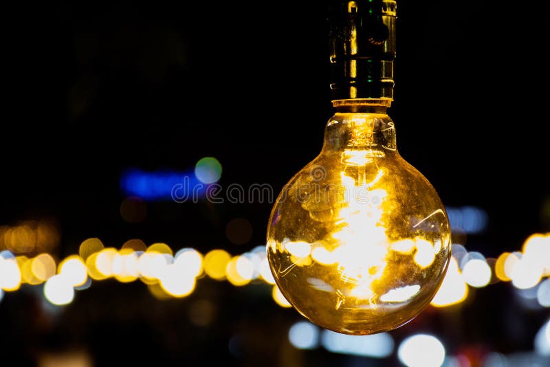 Light bulb at night stock image. Image of hanging, decor - 81038291