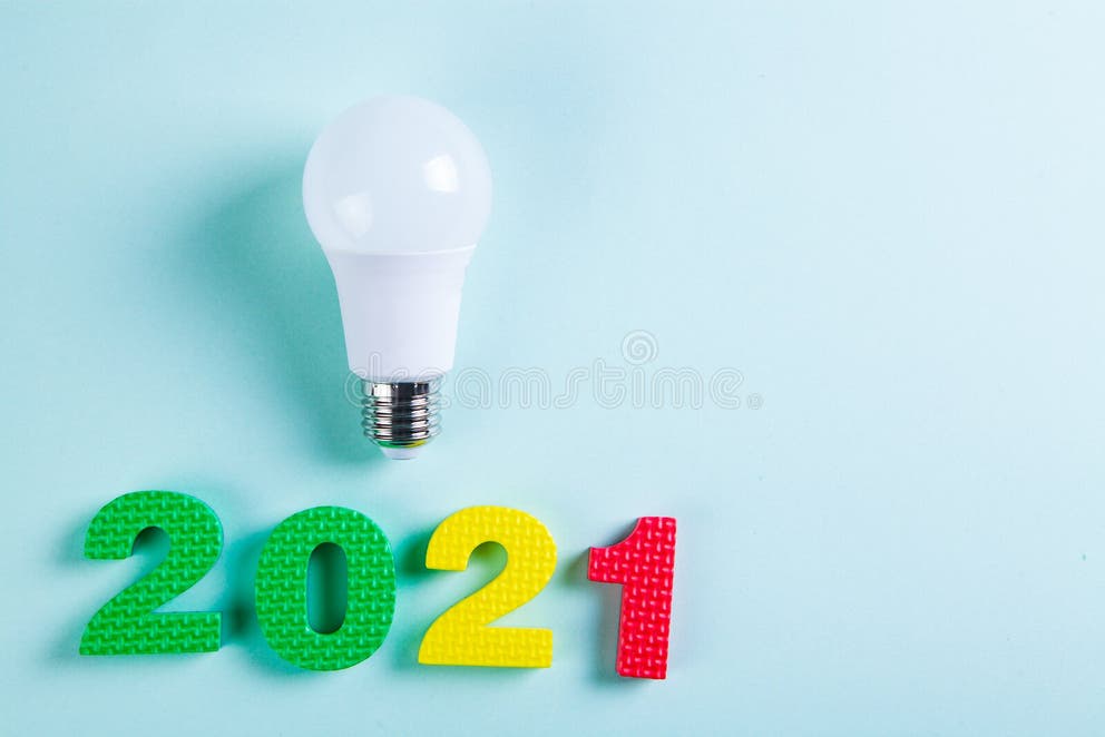 Light bulb and number 2021 stock image. Image of technology - 239013971