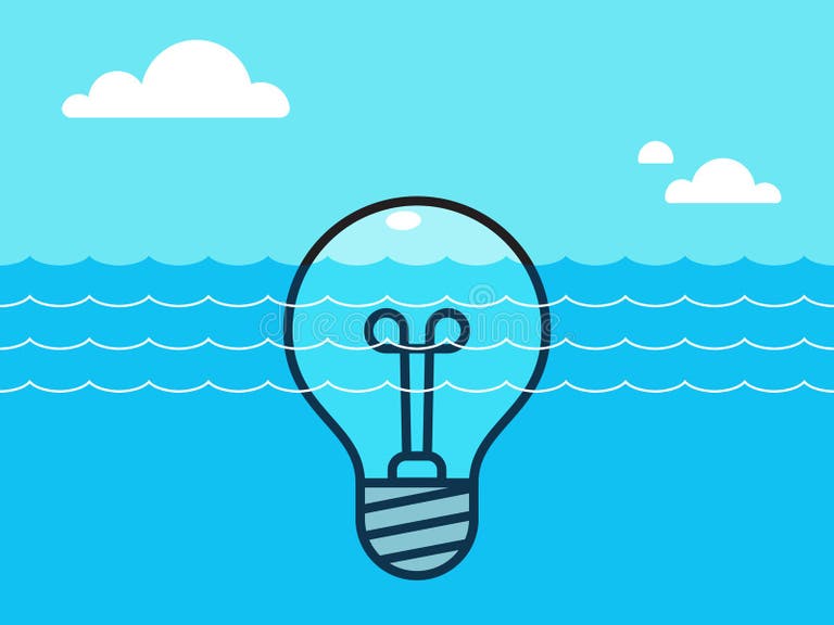 The Light Bulb in the Ocean. Vector Illustration Stock Illustration ...