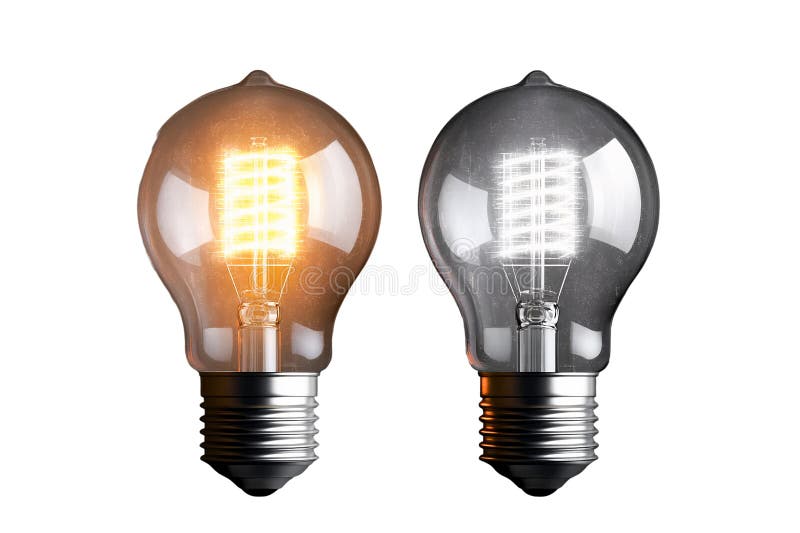 Light Bulb - on and Off - Isolated on White Background Stock Photo ...