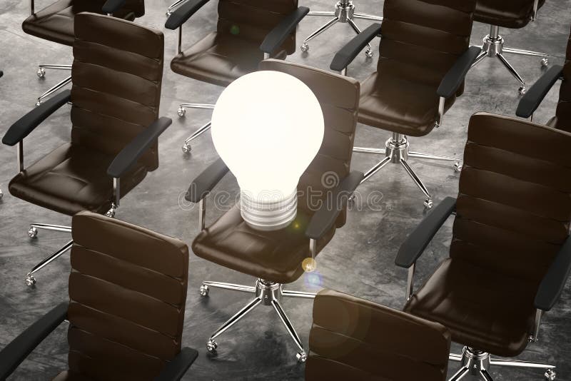 Light bulb on office chair stock illustration. Illustration of power ...