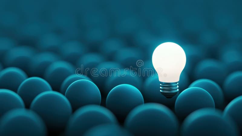 A Light Bulb is the only One in a Group of Many, AI Stock Image - Image ...