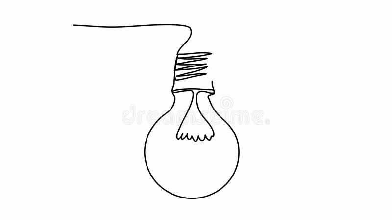 Light Bulb, One Line Drawing Animation. Video Clip with Alpha Channel ...
