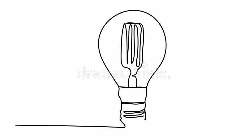 Light Bulb One Line Drawing Animation. Video Clip with Alpha Channel ...