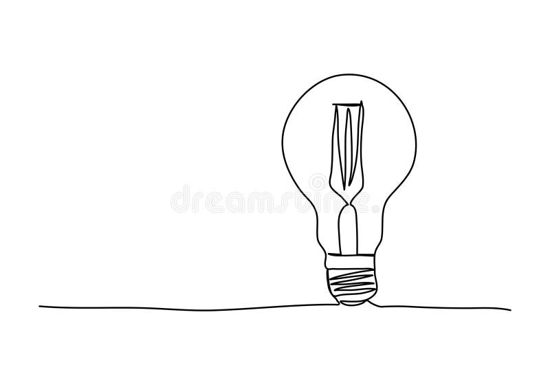 Light Bulb, One Line Drawing Vector Illustration Stock Illustration ...