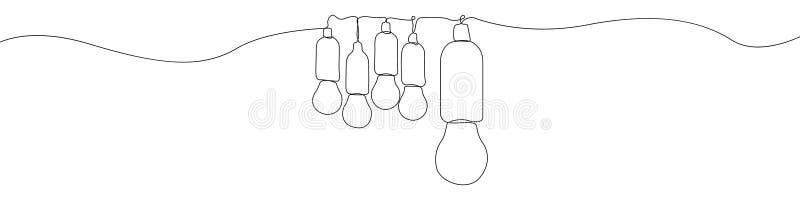 Light Bulb One Line Drawing Vector. Light Bulb Continuous Line Drawing ...