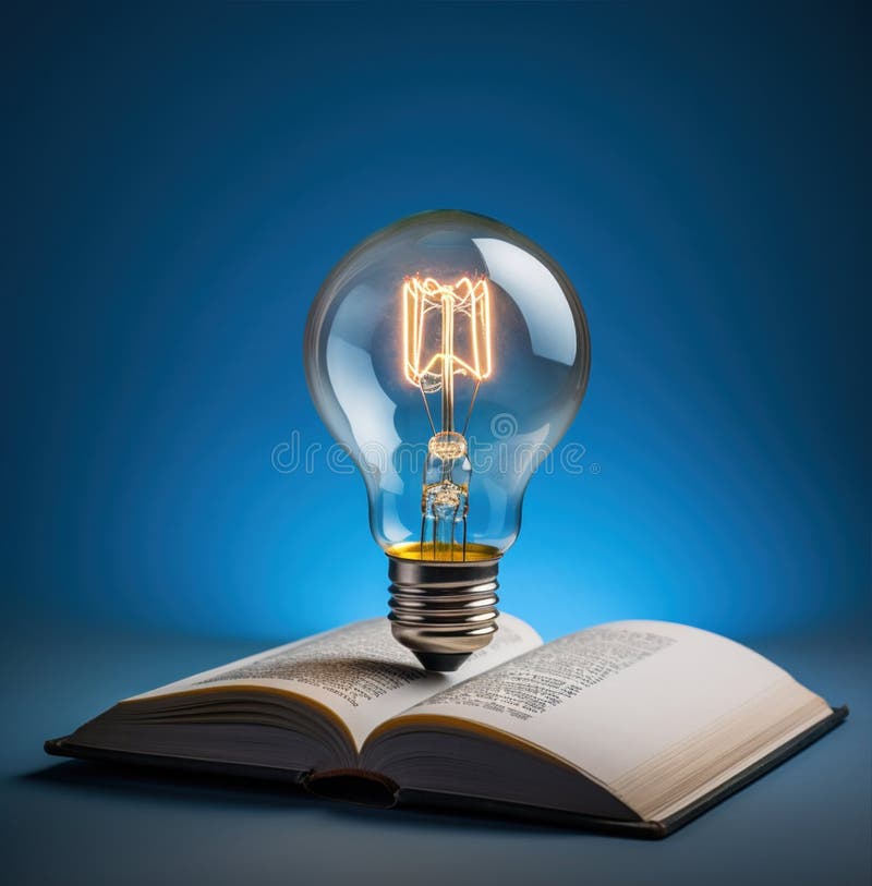 Light Bulb with Open Book. Idea Tip Education, Knowledge Creates Ideas ...