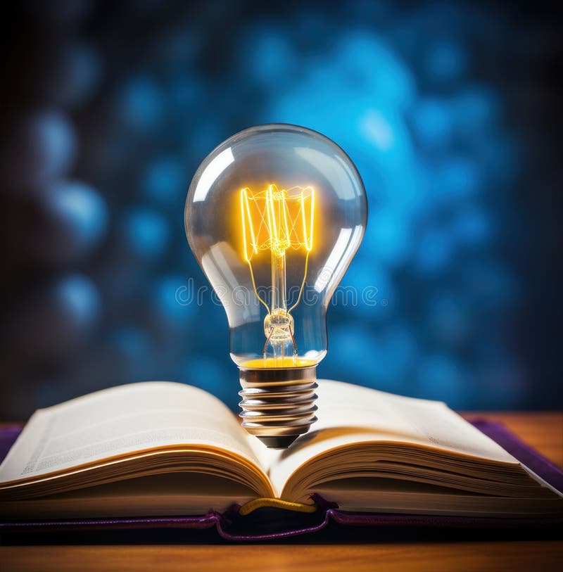 Light Bulb with Open Book. Idea Tip Education, Knowledge Creates Ideas ...