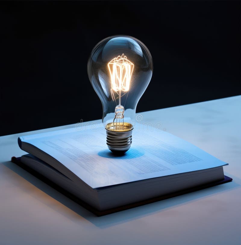 Light Bulb with Open Book. Idea Tip Education, Knowledge Creates Ideas ...