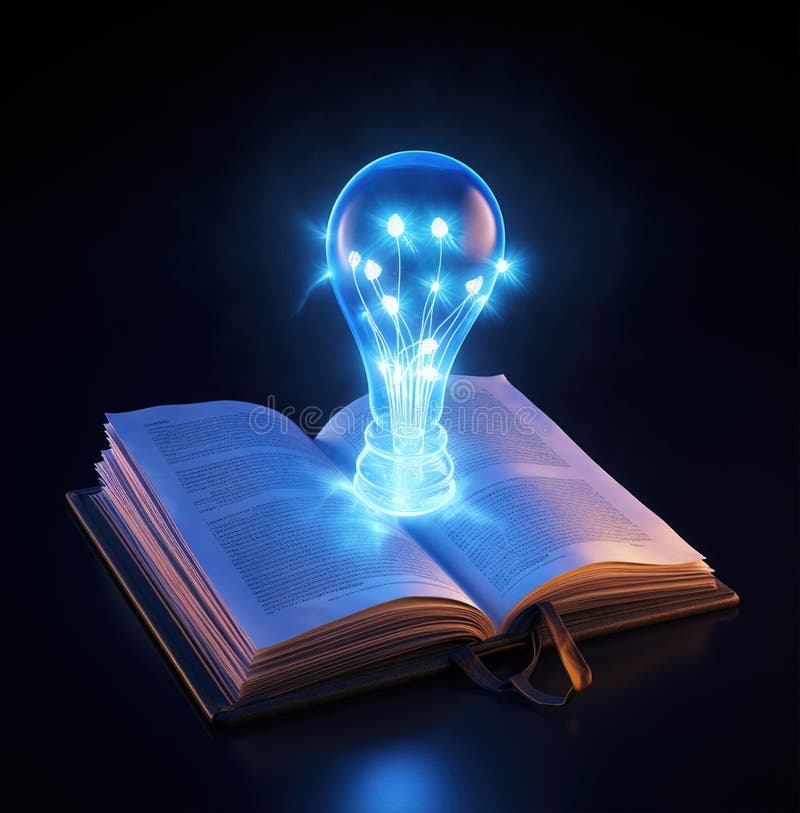Light Bulb with Open Book. Idea Tip Education, Knowledge Creates Ideas ...