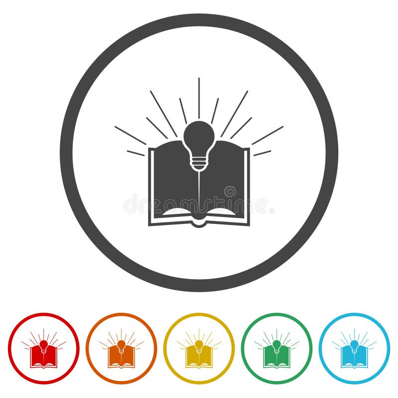 Light Bulb and Open Book Ring Icon Stock Vector - Illustration of light ...