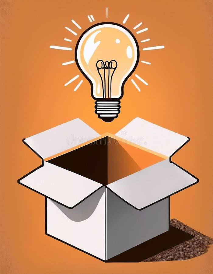 Light Bulb Out of the Box Symbolizing New Ideas Flat Design Stock ...