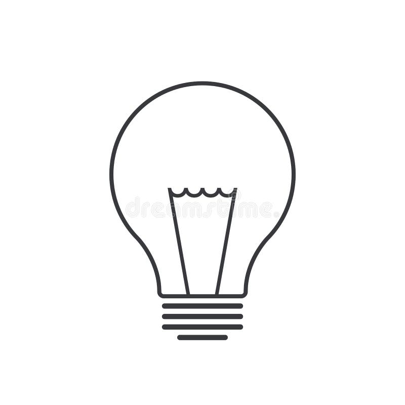 Light Bulb Outline Icon, Flat Design Style. Idea Symbol, Thin Line ...