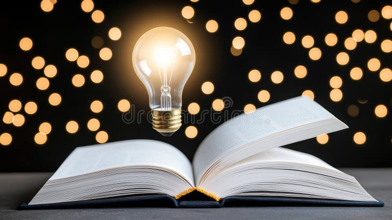 Light Bulb Over a Book and a Concept of Education, Self-learning ...