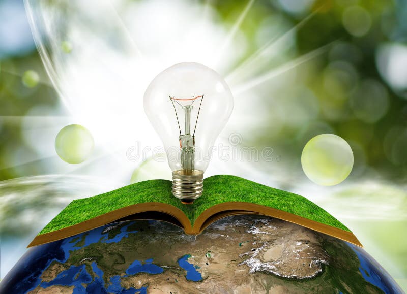 Light Bulb Over an Open Book is a Symbol of the Concept of Knowledge ...