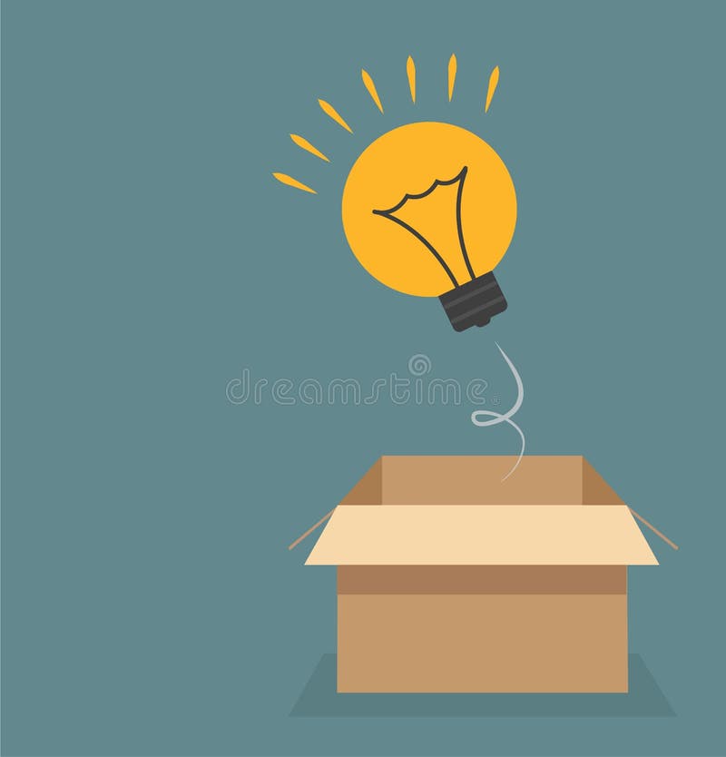 Light Bulb Over Opened Box Thinking Outside the Box Stock Illustration ...