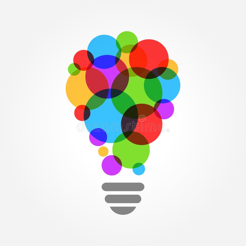 Light Bulb Overlay Colorful Concept, Creative Idea Vector Design ...