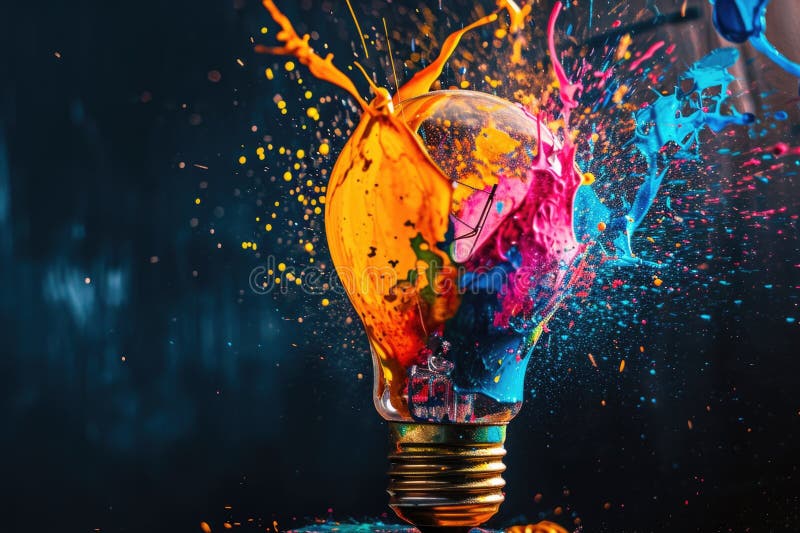 A Light Bulb with Paint Splattered on it. Perfect for Creative Concepts ...
