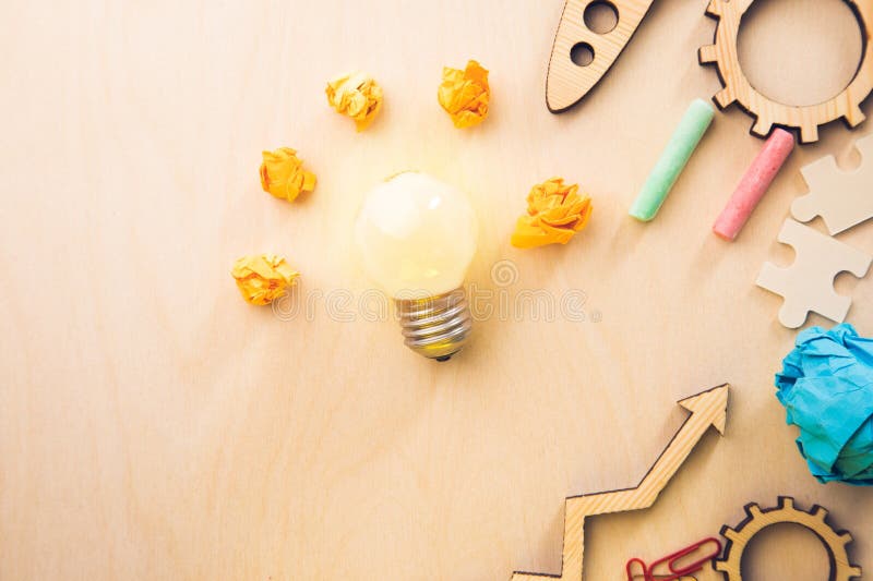 Light Bulb with Color Paper Stock Photo - Image of inspiration ...