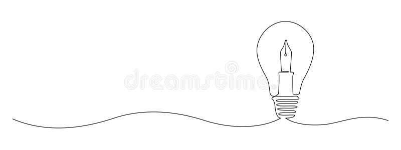 Light Bulb and Pen in One Continuous Line Drawing. Creative Idea ...