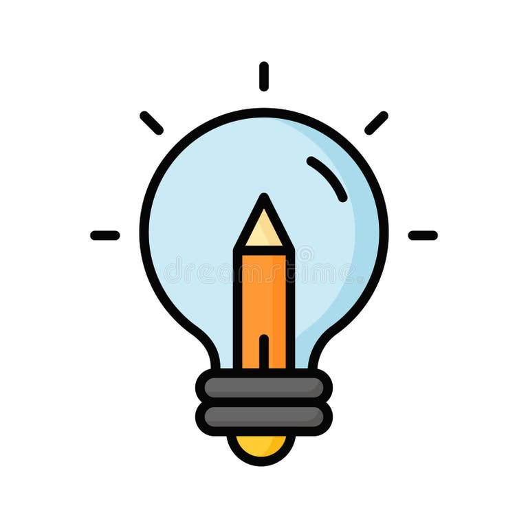 Light Bulb with Pencil Denoting Concept Icon of Creative Writing ...