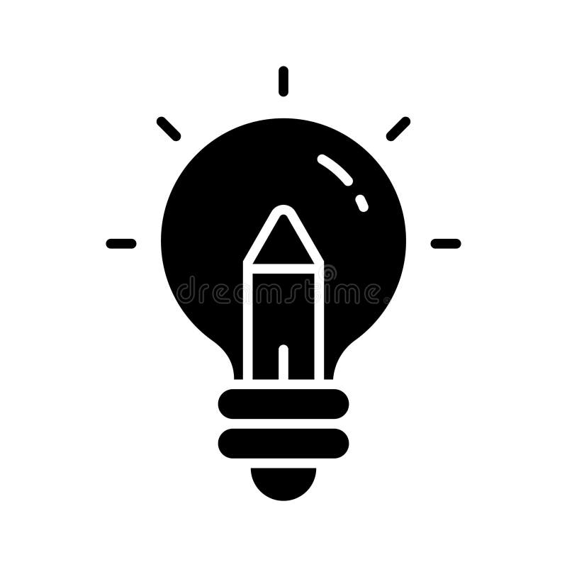 Light Bulb with Pencil Denoting Concept Icon of Creative Writing ...