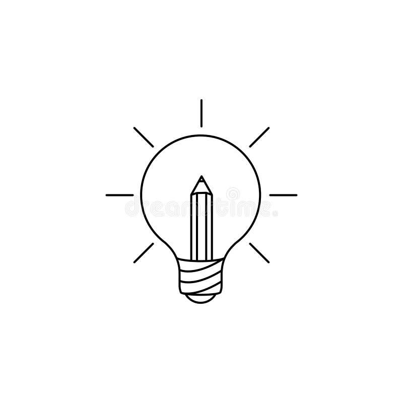 Pencil and Light Bulb Icon. Element of Idea and Solutions for Mobile ...