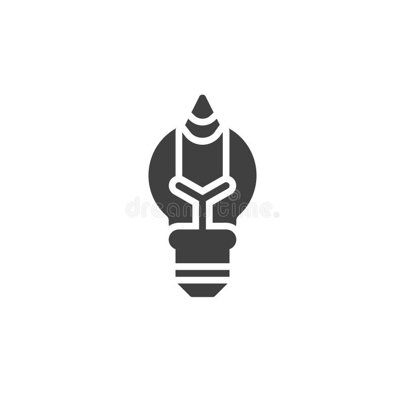 Light Bulb with Pencil Inside Vector Icon Stock Vector - Illustration ...