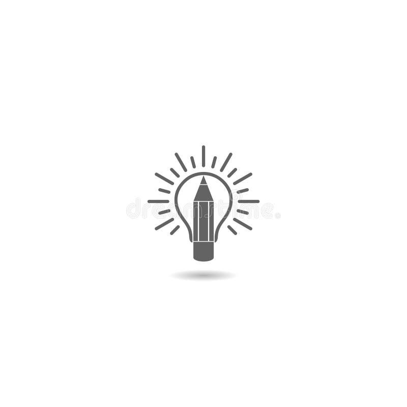 Light Bulb and Pencil Logo Icon with Shadow Stock Vector - Illustration ...