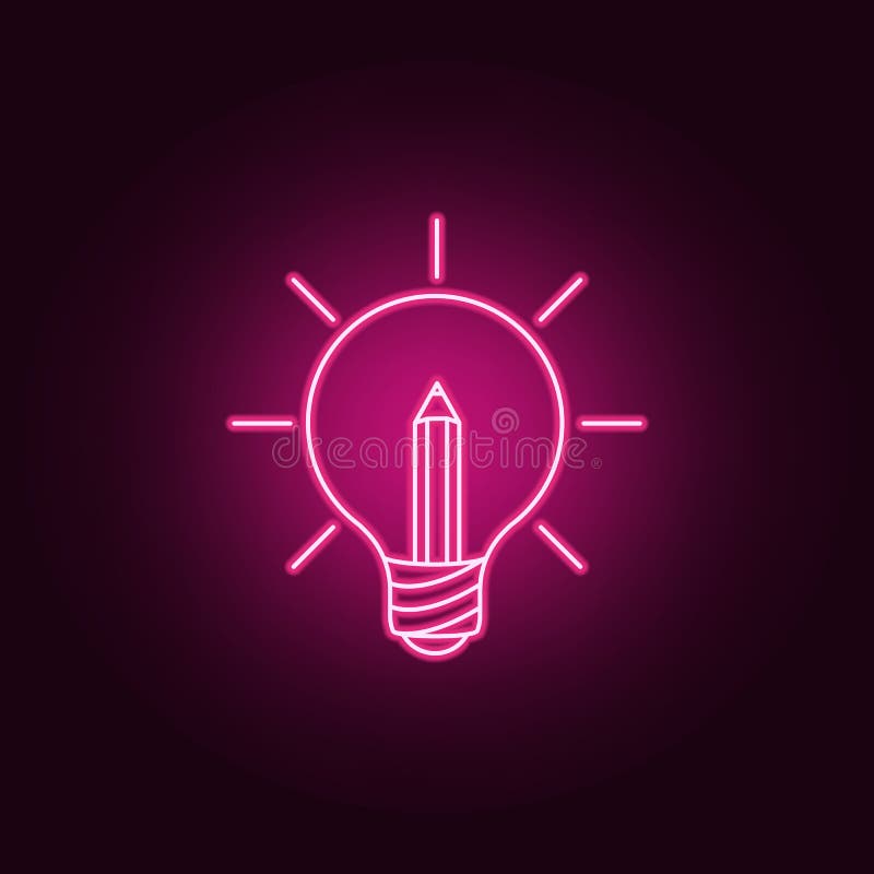 Light Bulb and Pencil Neon Icon. Elements of Idea Set Stock ...