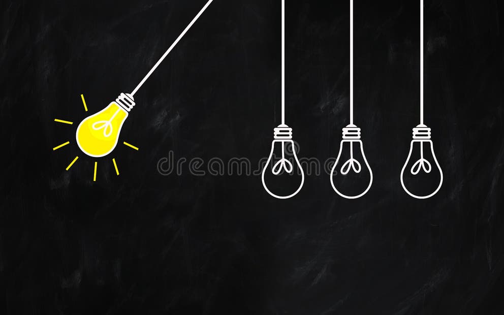 Light Bulb Pendulum. Creativity Concept with Light Lamp on a Rustic ...