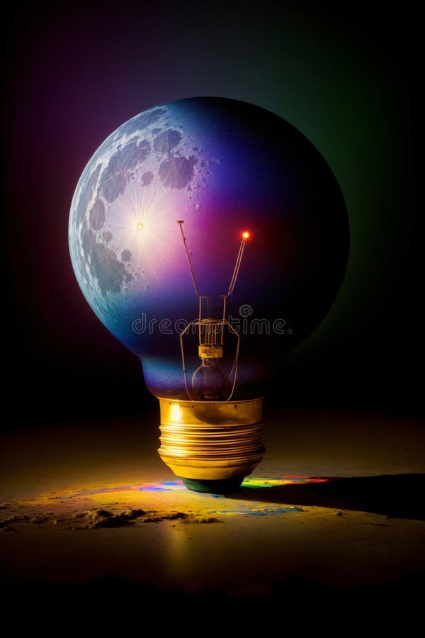 A Light Bulb with a Picture of the Moon Inside of it. Generative AI ...