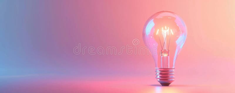 Light Bulb with Pink and Blue Gradient Background, Creativity and ...