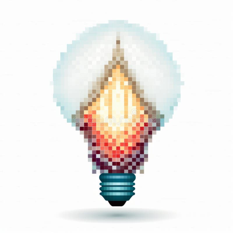 Eccentric Pixel Light Bulb Vector Illustration on White Background ...