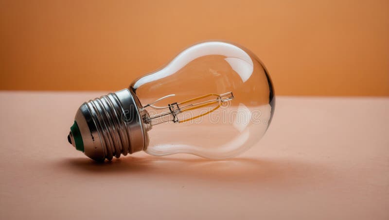 Light Bulb Placed Upside-down on an Orange Flat Surface Stock ...