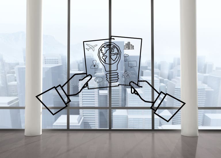 Light Bulb Plan in Room with Big Windows Stock Illustration ...